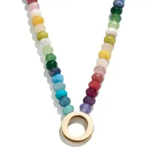 Baublebar Rainbow Beaded Initial Pendant Necklace - Rainbow Multi - O