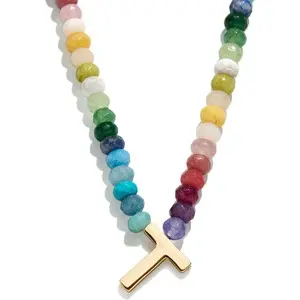 Baublebar BaubleBar Rainbow Beaded Initial Pendant Necklace Rainbow Multi - T