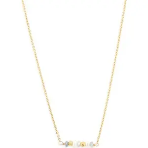 KIARA BY KI-ELE Luna Bar Freshwater Pearl And Moonstone Pendant Necklace - Gold