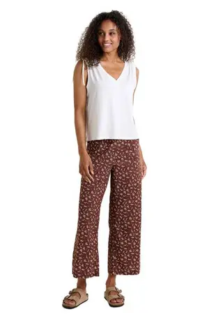 TOAD & CO Taj Hemp Wide-leg Pant - Chestnut Floral Print