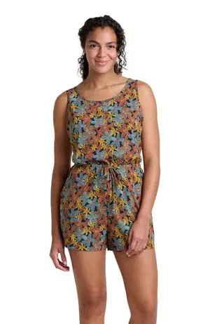 TOAD & CO Sunkissed Livvy Sleeveless Romper - Black Floral Dot Print