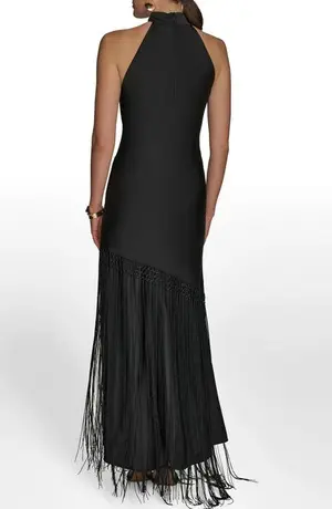 Donna Karan New York Sleeveless Fringe Gown