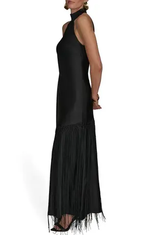 Donna Karan New York Sleeveless Fringe Gown