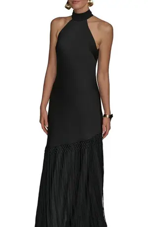 Donna Karan New York Sleeveless Fringe Gown