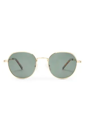 Le Specs Odyssey 51mm Round Sunglasses - Gold/ Khaki Mono Pol
