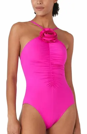 Kate Spade New York High Neck One Piece Swimsuit - Vivid Snapdragon
