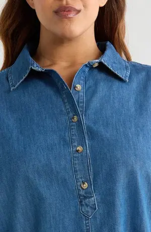 Treasure & Bond Chambray Polo Shift Dress