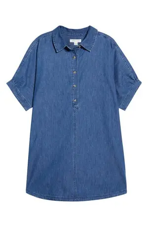 Treasure & Bond Chambray Polo Shift Dress