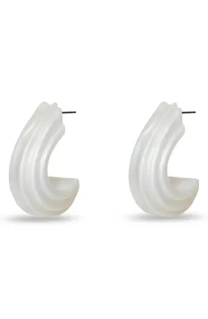 Lele Sadoughi Curved Canyon Hoop Earrings - Ivory