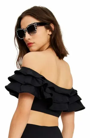 Kate Spade New York Ruffle Bra Bikini Top - Black