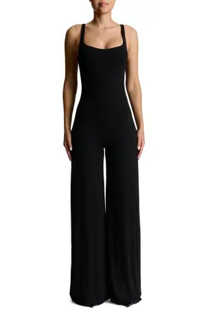 Naked Wardrobe Sculpt Wide Leg Tank Jumpsuit - Black
