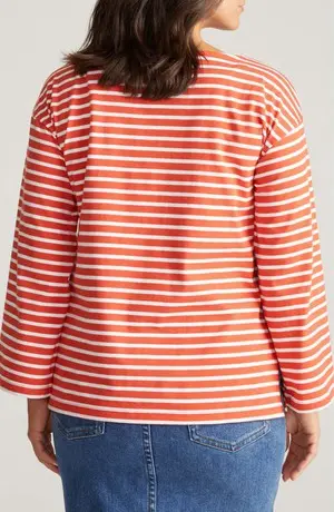 Universal Standard Montauk Breton Stripe Top - Vermilion Red/white Stripe