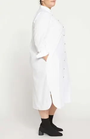 Universal Standard Odeon Stretch Poplin Shirtdress - White