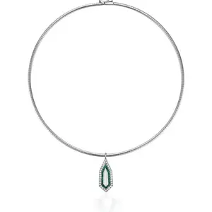 MINDI MOND Diamond And Emerald Kite Pendant Necklace - Platinum