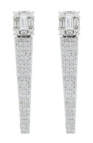 MINDI MOND Diamond Icicle Drop Earrings - White Gold/ Diamond