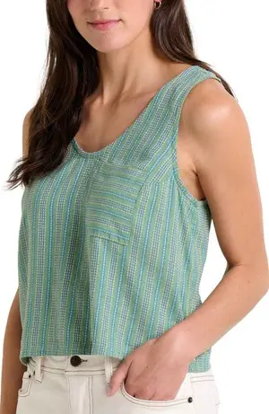 TOAD & CO Taj Hemp Button Back Tank - Sagebrush Dobby
