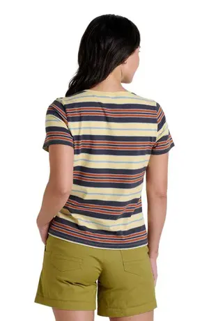 TOAD & CO Grom V-neck Short Sleeve Shirt - Straw Stripe