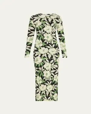 Loewe Loewe Floral Printed Mesh Tube Dress - Multicolor