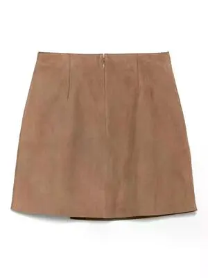 YVES SALOMON Suede Mini Skirt - Neutrals