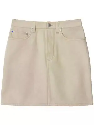 Burberry Equestrian Knight Denim Skirt - Neutrals