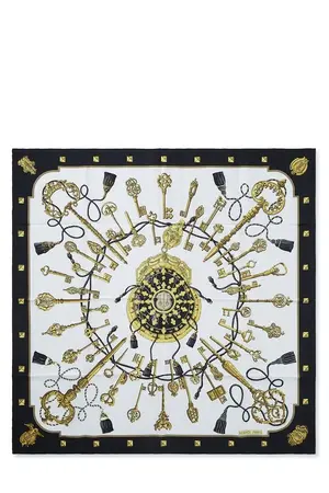 Hermès Multicolor 'les Cles' Silk Scarf 90 - Black