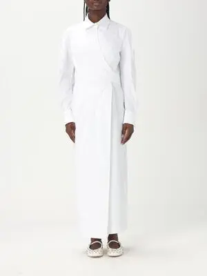 Max Mara Long Sleeve Draped Shirt Dress - White