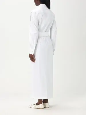 Max Mara Long Sleeve Draped Shirt Dress - White