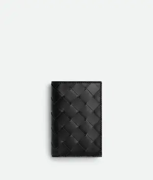 Bottega Veneta Intrecciato Flap Card Case - Black Grass
