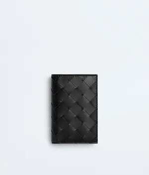 Bottega Veneta Intrecciato Flap Card Case - Black/grass