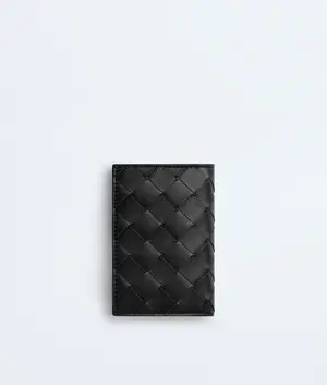 Bottega Veneta Intrecciato Flap Card Case - Black/grass