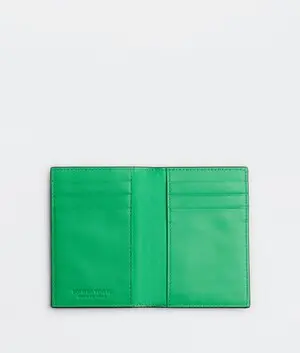 Bottega Veneta Intrecciato Flap Card Case - Black/grass