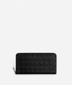 BOTTEGA  VENETA Intrecciato Zip Around Wallet - Black