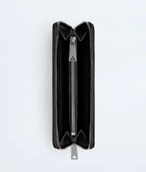 Bottega Veneta Intrecciato Zip Around Wallet - Black