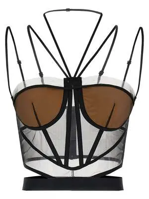 NENSI DOJAKA Sheer Corset Top - Black