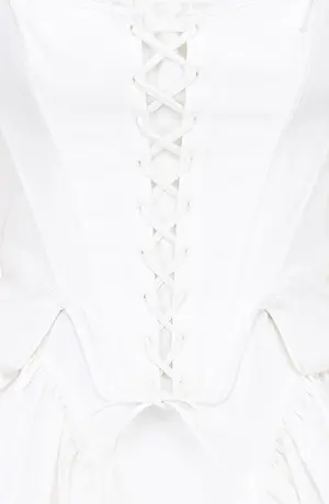 House Of Cb Lili B Puff-sleeve Mini Dress - Cloud Dancer