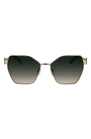 Longchamp Longchamp 58mm Square Sunglasses Gold/ Gradient Green Rose