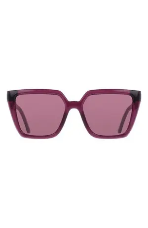 FERRAGAMO 54mm Modified Rectangular Sunglasses - Transparent Burgundy