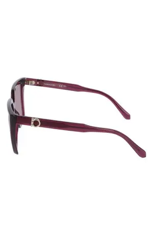 FERRAGAMO 54mm Modified Rectangular Sunglasses - Transparent Burgundy