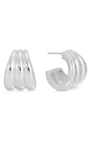 Ettika Rooted Vines Medium Hoop Earrings - Silver