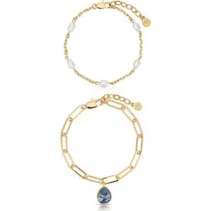 Ettika Set Of Two Link Bracelets - Blue/ Gold