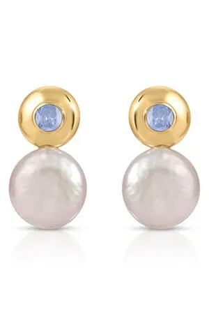 Ettika Freshwater Pearl Drop Earrings - Blue