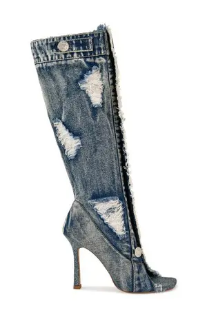 AZALEA WANG Kazuki Knee High Boot - Denim