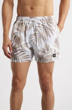 BOSS Piranha Floral Swim Trunks - Ntural