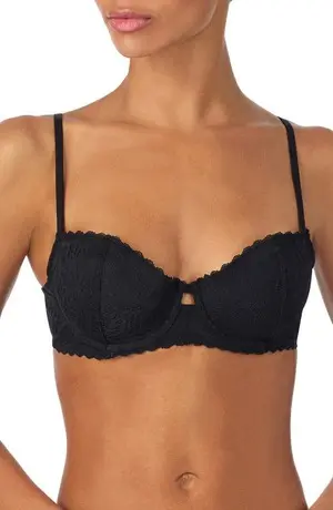 Dkny Deco Underwire Lace Balconette Bra - Black