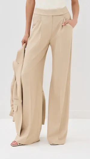 Veronica Beard Marbeau Pleated Pants - Stone Khaki