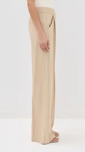 Veronica Beard Marbeau Pleated Pants - Stone Khaki