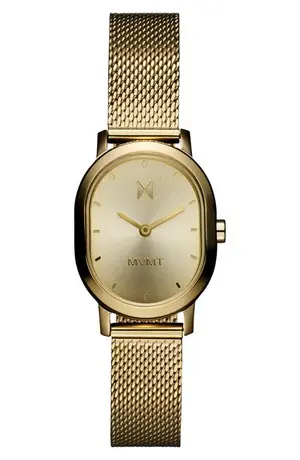 MVMT Carmel Oval Leather Strap Watch Gold