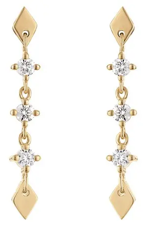 EDEN PRESLEY Long Shine Linear Drop Earrings - Diamond