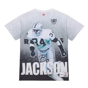 Mitchell & Ness Bo Jackson Los Angeles Raiders Burst Retired Player T-shirt - Gray