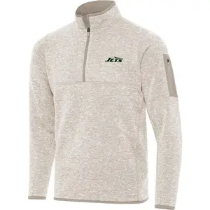 ANTIGUA New York Jets Fortune Quarter-zip Pullover Jacket - Oatmeal